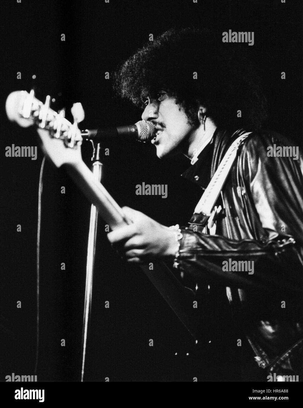 Phil Lynott, Lead singer of Irish rock group Thin Lizzy, performs live ...