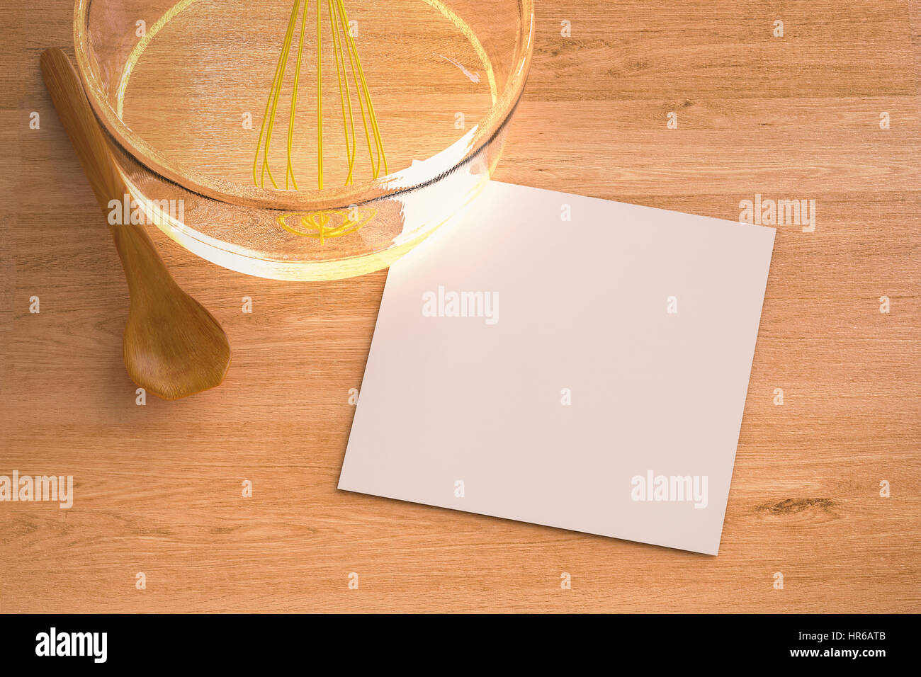 3d rendering blank paper with wire whisk in a bowl Stock Photo - Alamy