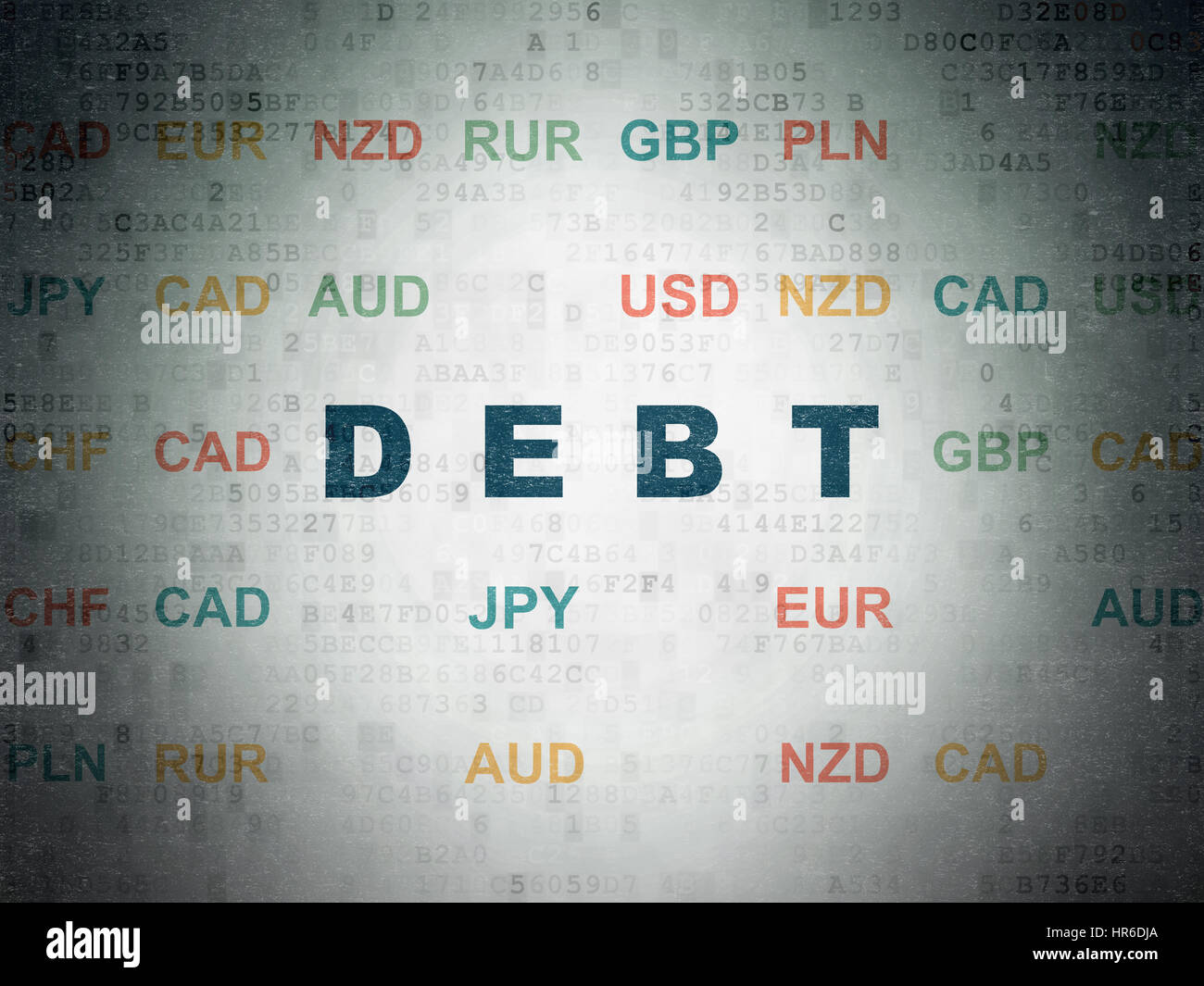 Finance concept: Debt on Digital Data Paper background Stock Photo - Alamy