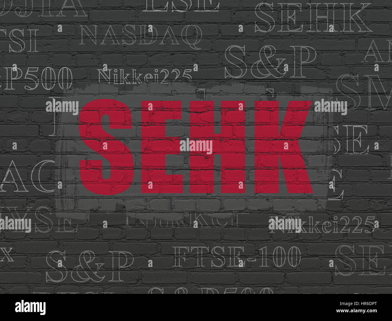 Stock market indexes concept: SEHK on wall background Stock Photo - Alamy