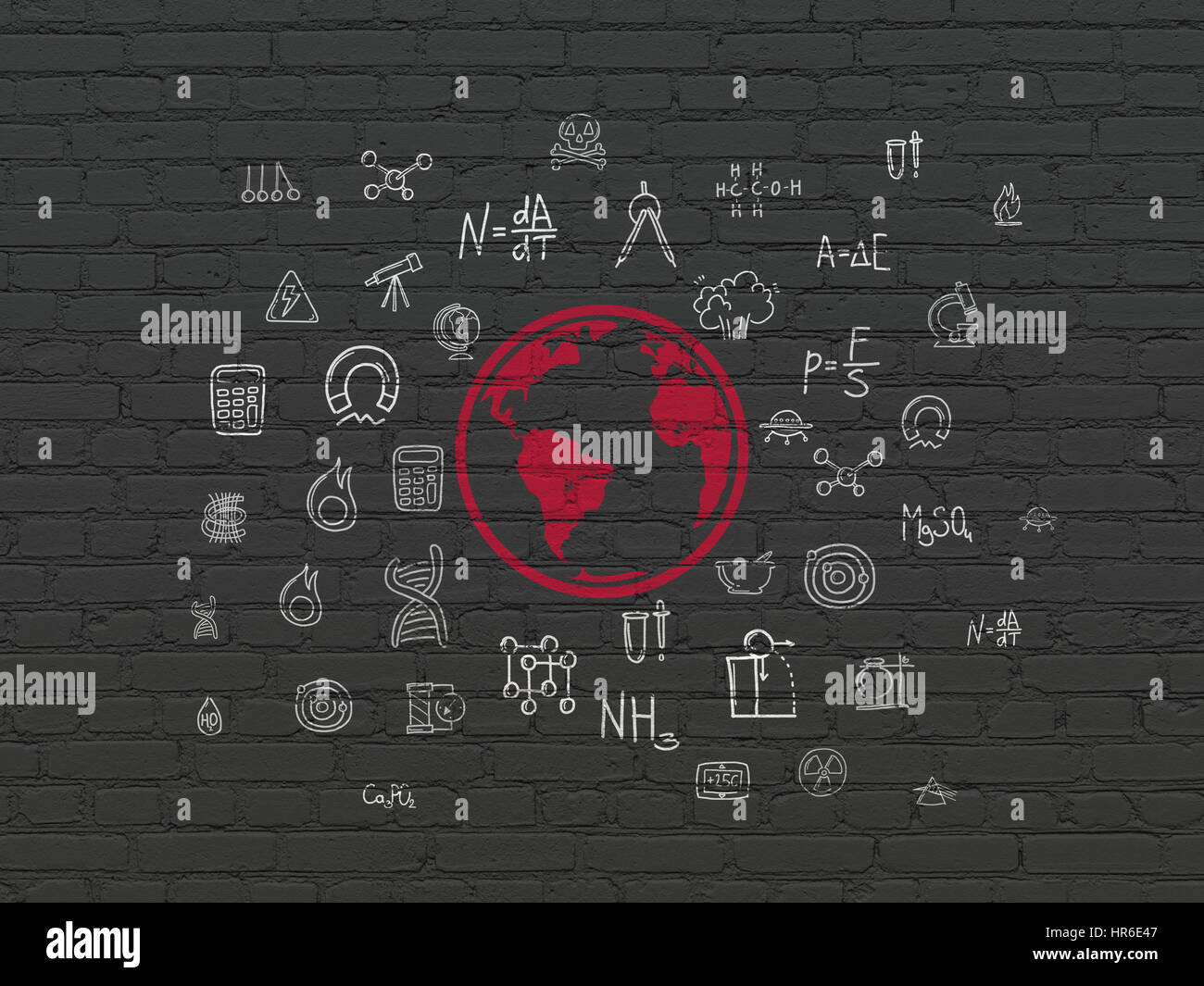 Science concept: Globe on wall background Stock Photo - Alamy
