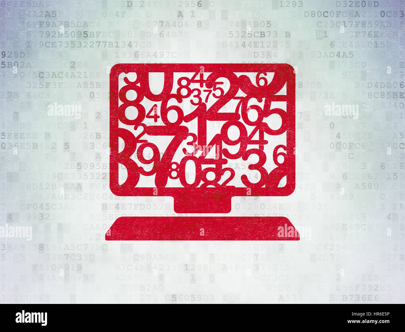 Learning concept: Computer Pc on Digital Data Paper background Stock ...