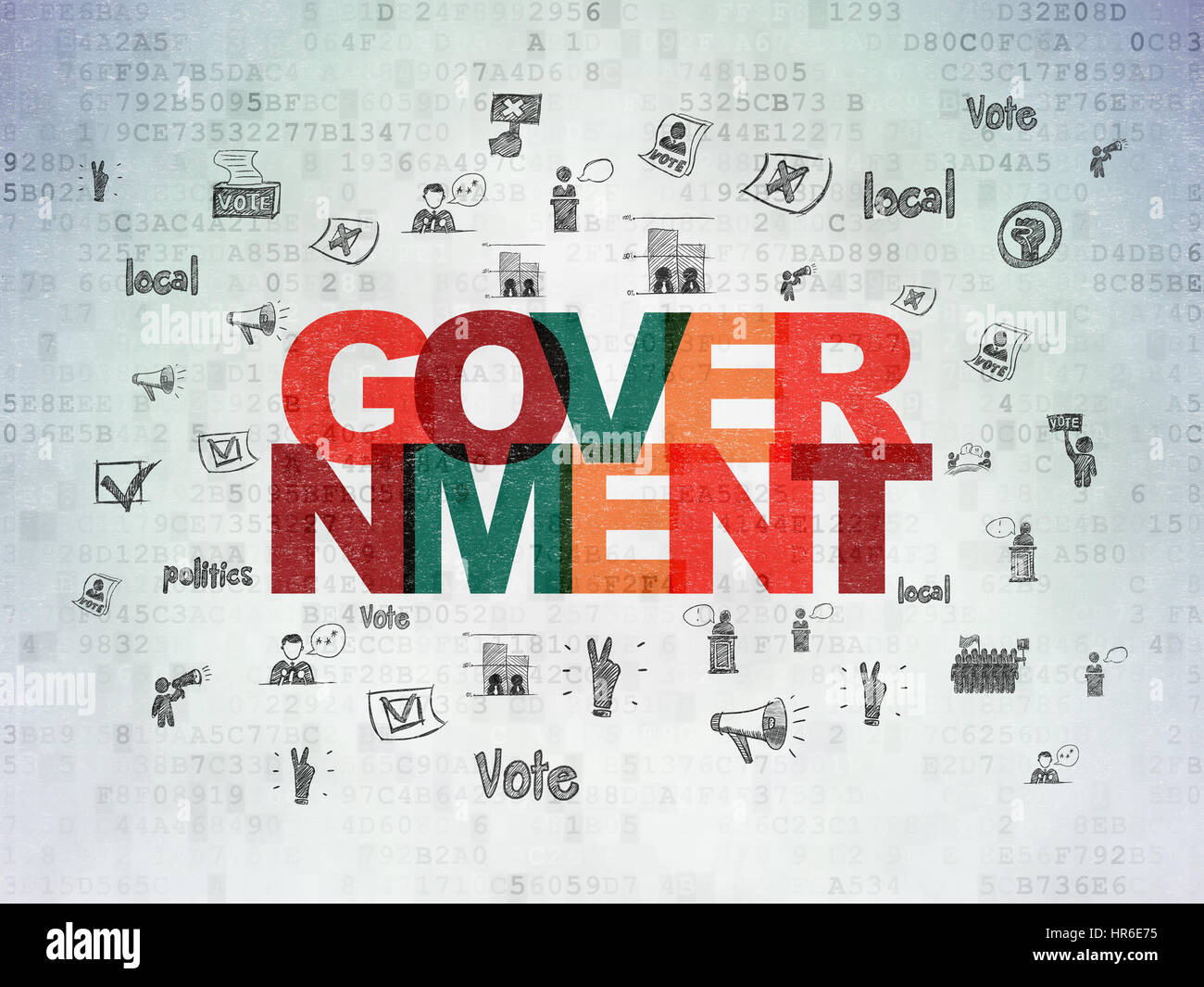 Politics concept: Government on Digital Data Paper background Stock ...
