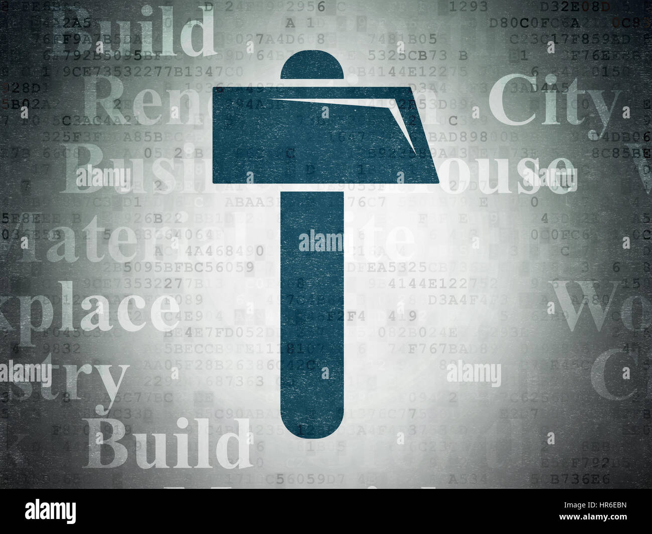 Building construction concept: Hammer on Digital Data Paper background ...