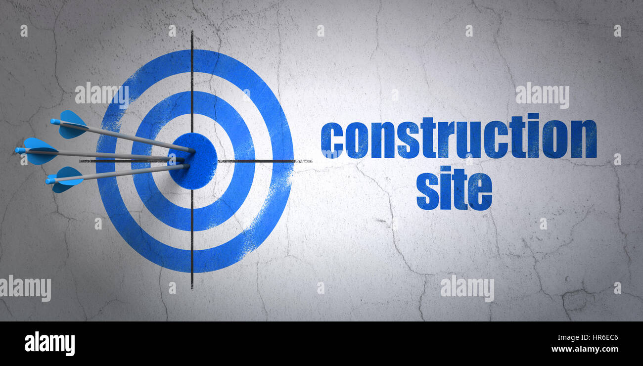 Construction concept: target and Construction Site on wall background ...