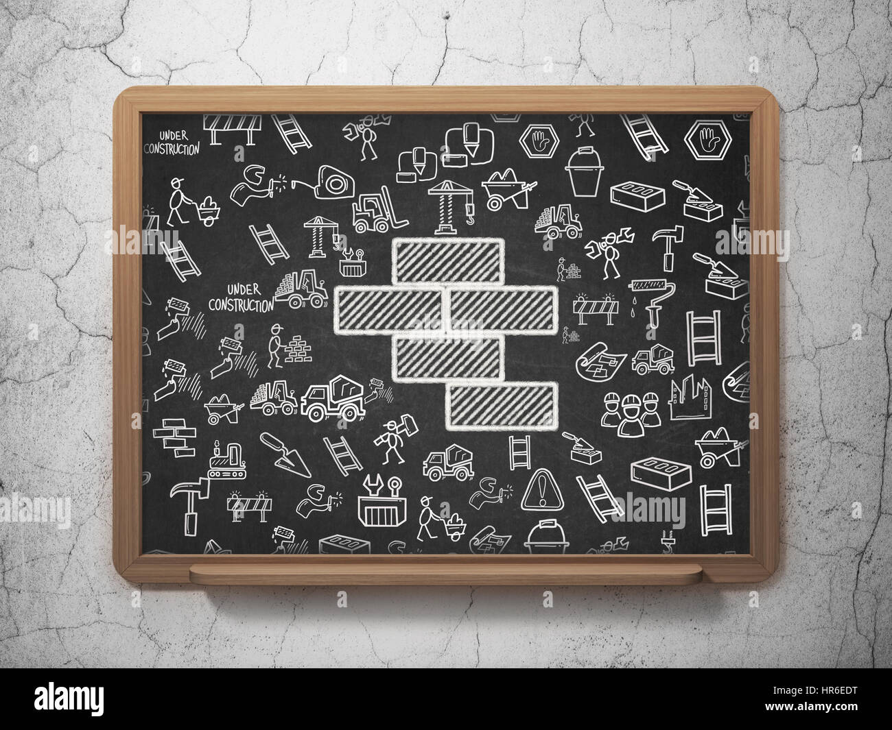 Construction concept: Bricks on School board background Stock Photo - Alamy