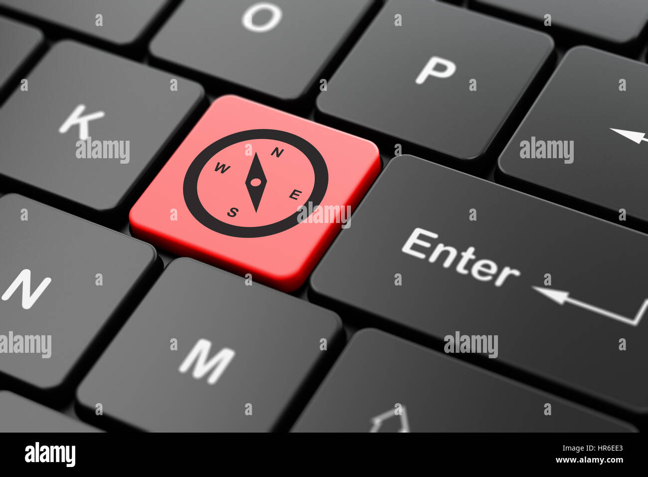 Tourism concept: Compass on computer keyboard background Stock Photo ...