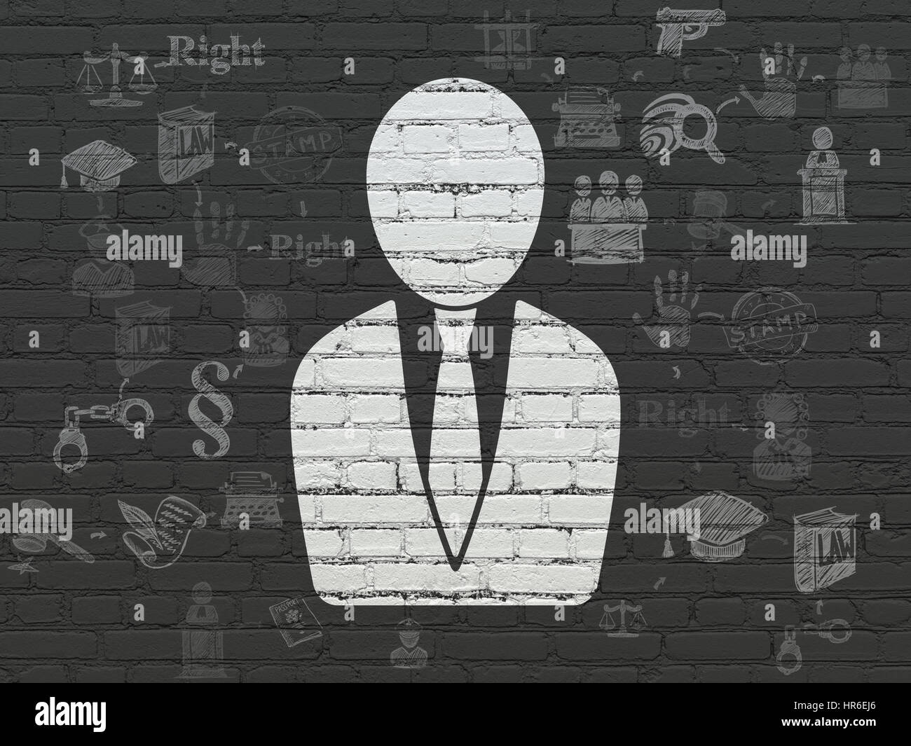 Law concept: Business Man on wall background Stock Photo - Alamy