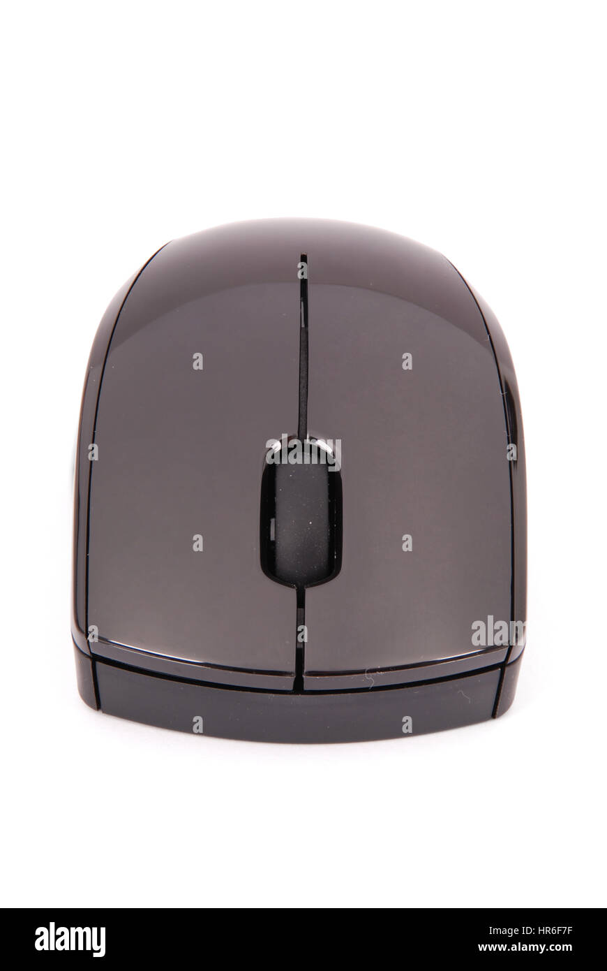 Black wireless computer mouse isolated on white background with soft ...