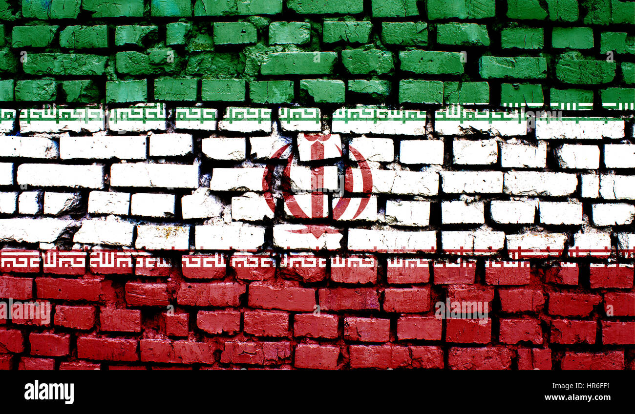Iran flag on old background retro effect, close up Stock Photo - Alamy