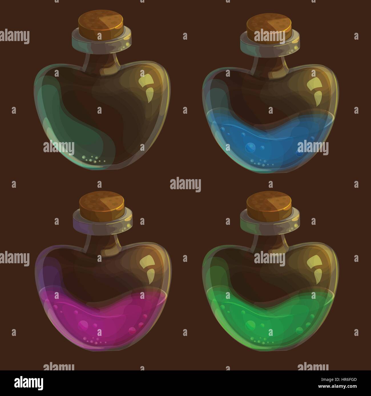 Vector set of four bottles with poison - in different colors and one ...