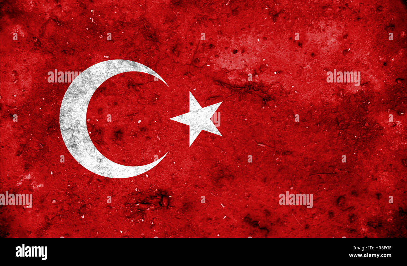 Turkey flag on old background retro effect, close up Stock Photo - Alamy