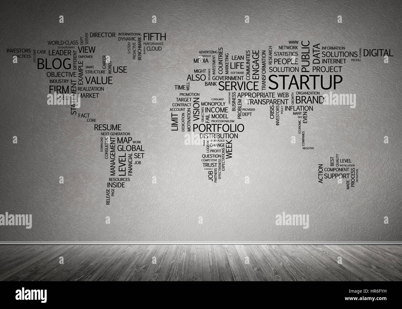 World map in typography Stock Photo - Alamy