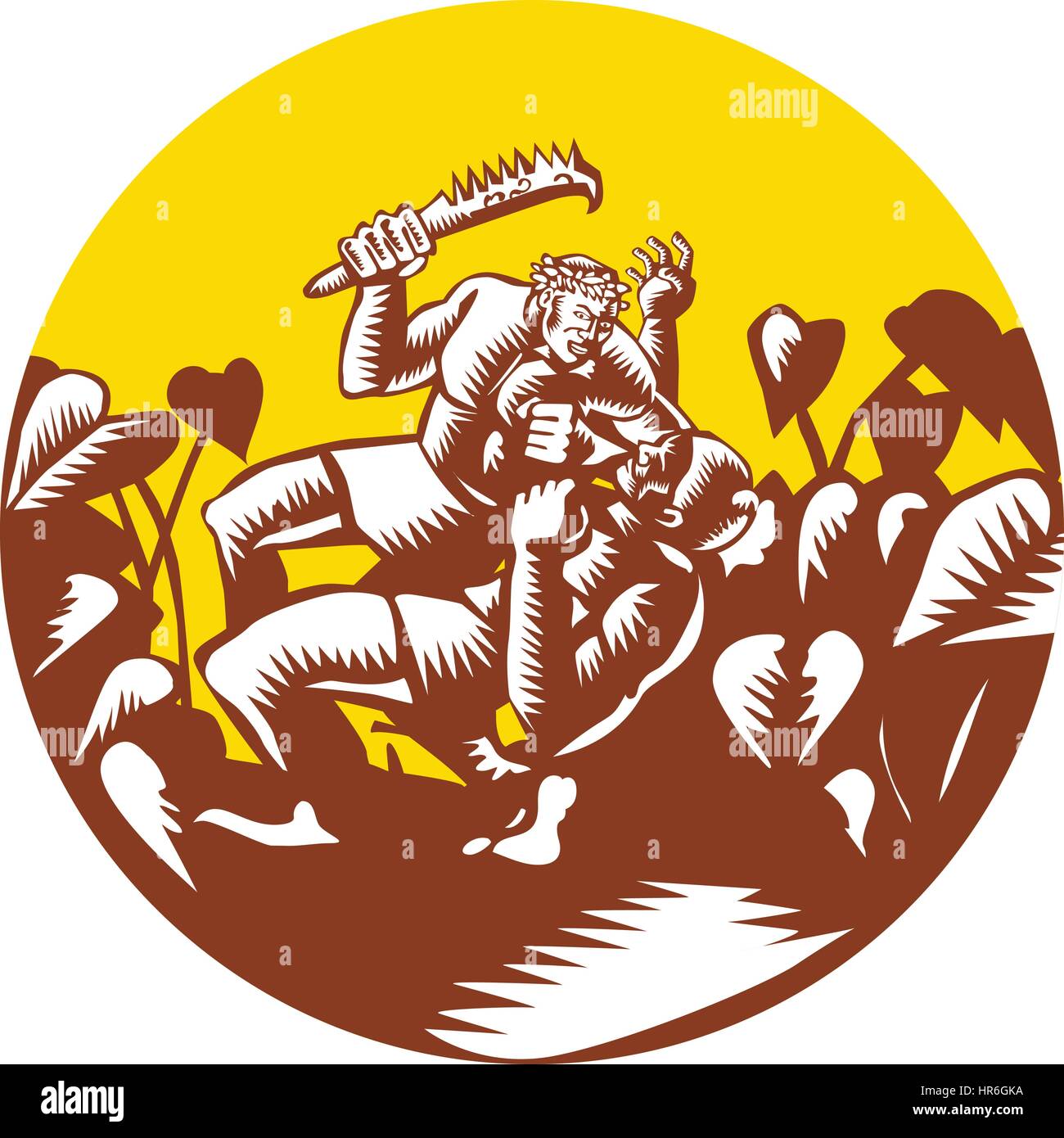 Illustration of Samoan legend wielding a club Nifo'oti weapon defeating ...