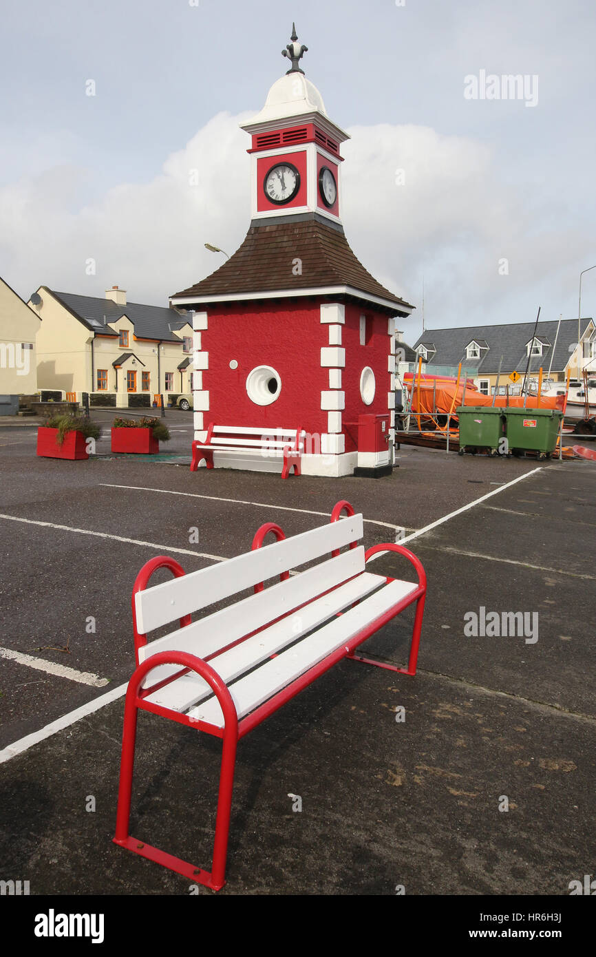 The clock tower at the harbour in Knightstown, Valentia Island, County ...
