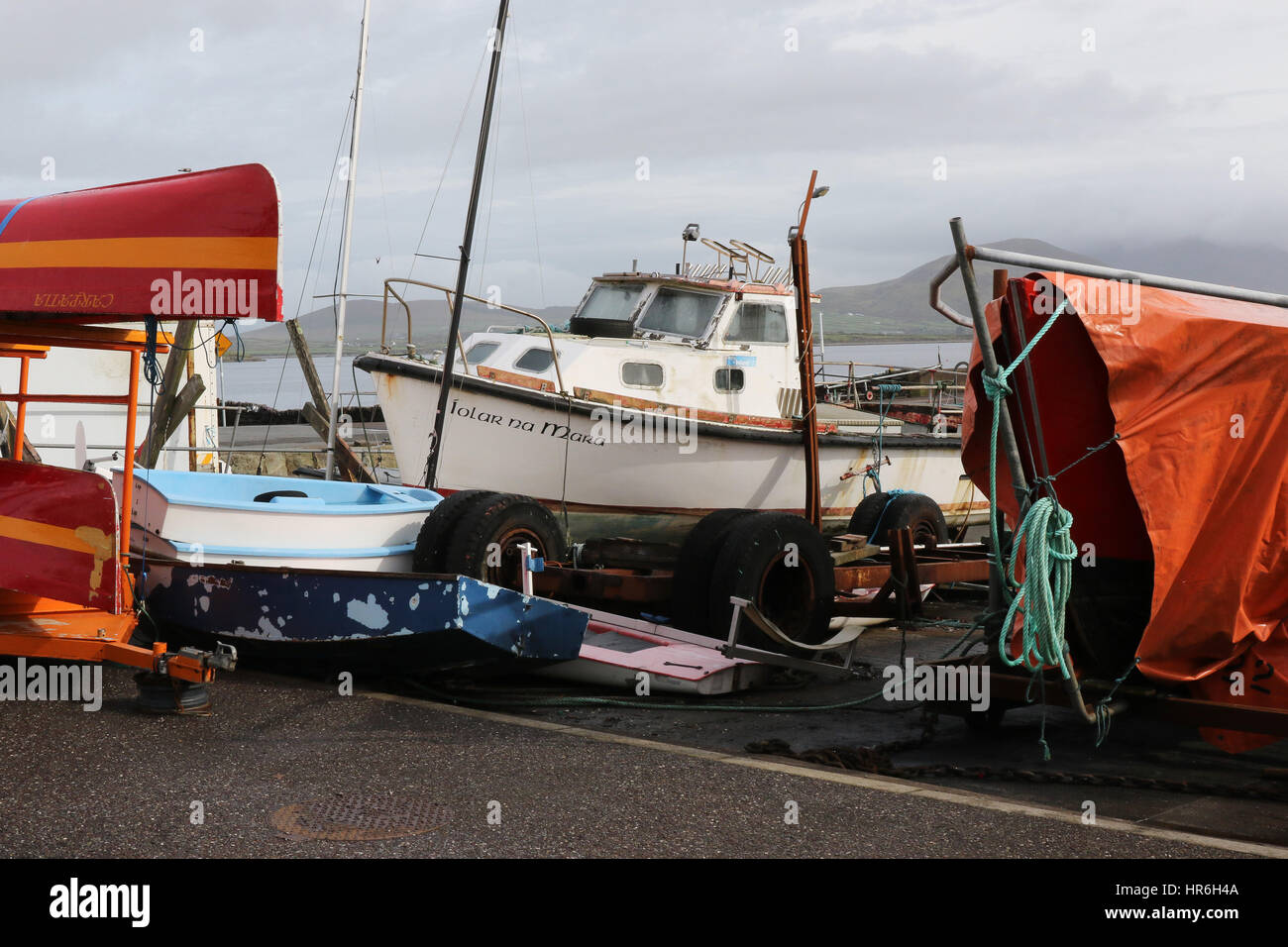 The harbour at Knightstown, Valentia Island, County Kerry, Ireland ...