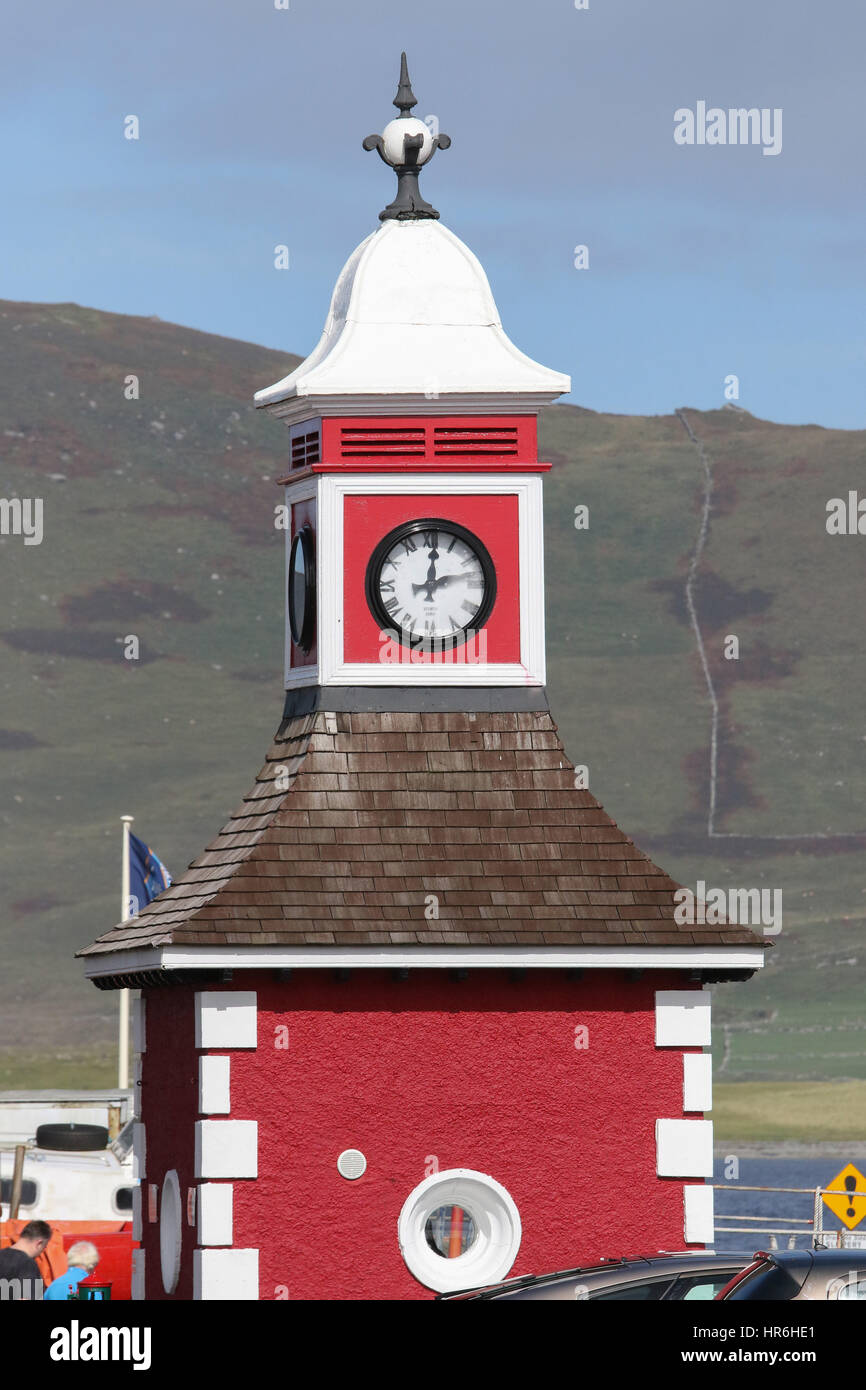 The clock tower at the harbour in Knightstown, Valentia Island, County ...