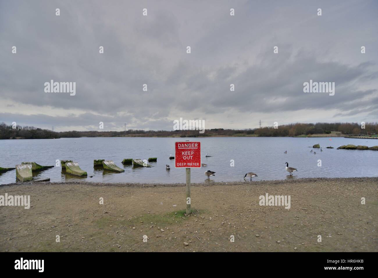A danger sign at Manvers Lake, Rotherham, South Yorkshire, UK Stock ...