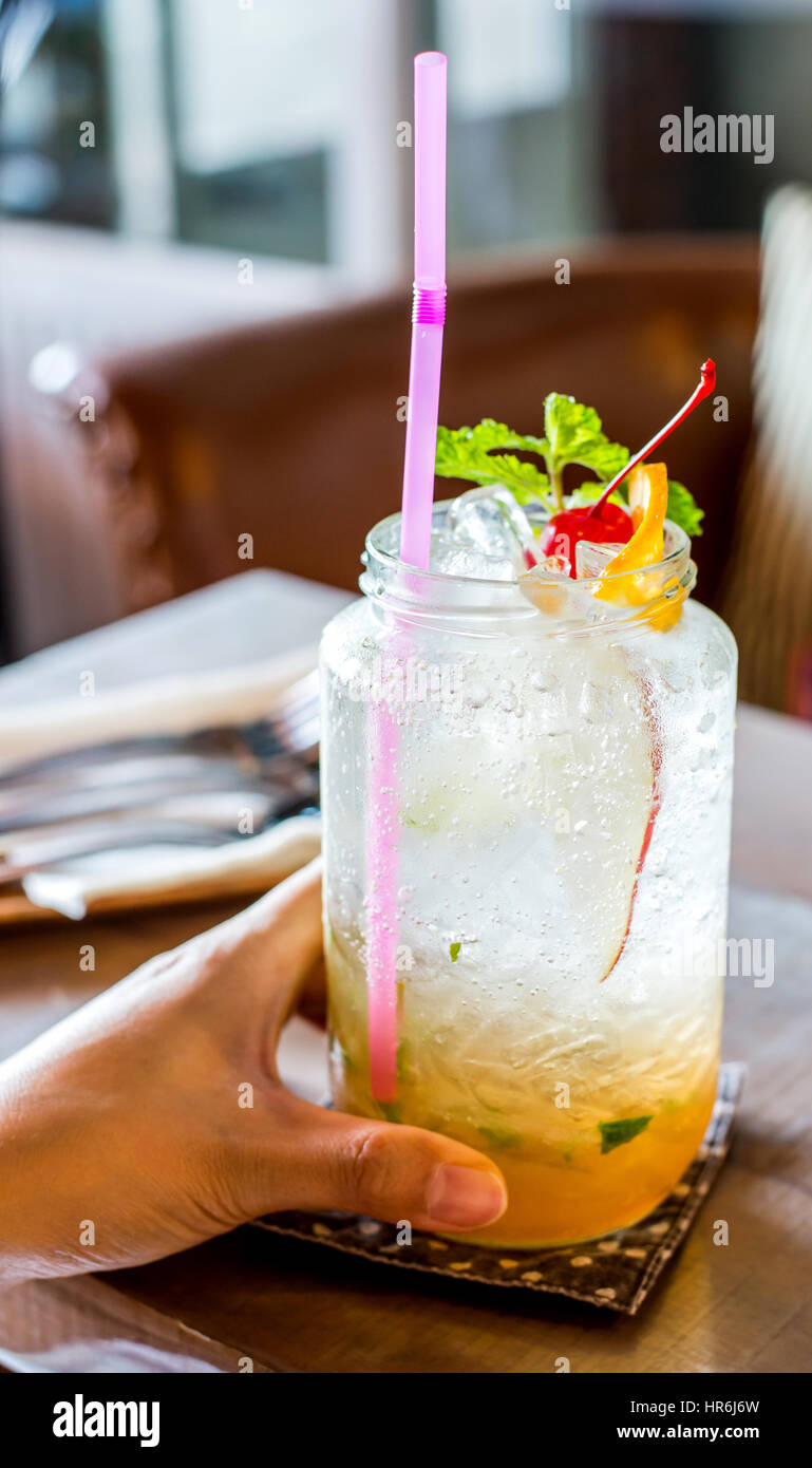Ice lemon soda, healthy drink water Stock Photo - Alamy
