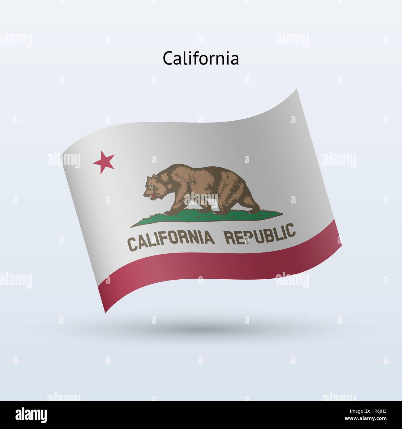 State of California flag waving form on gray background. Vector ...