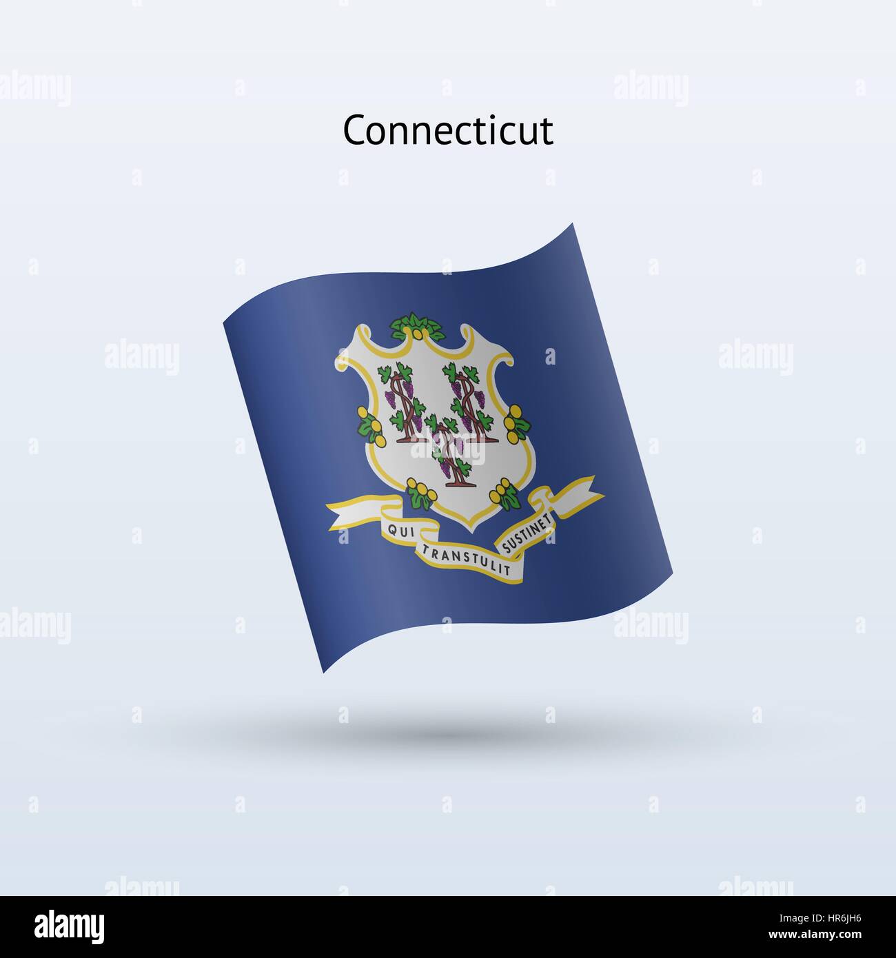 State of Connecticut flag waving form on gray background. Vector ...