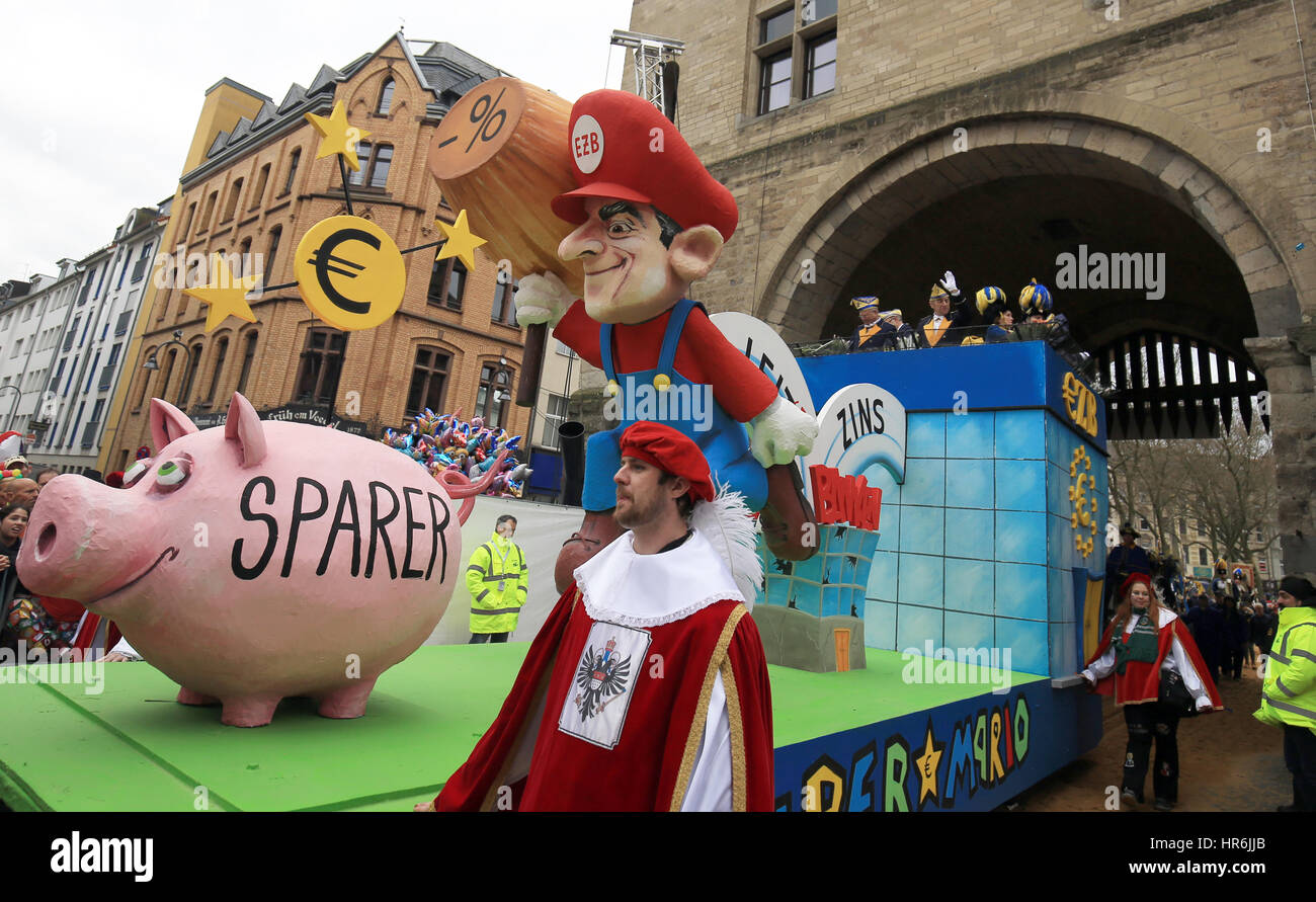 Cologne, Germany. 27th Feb, 2017. A topical float on the European ...