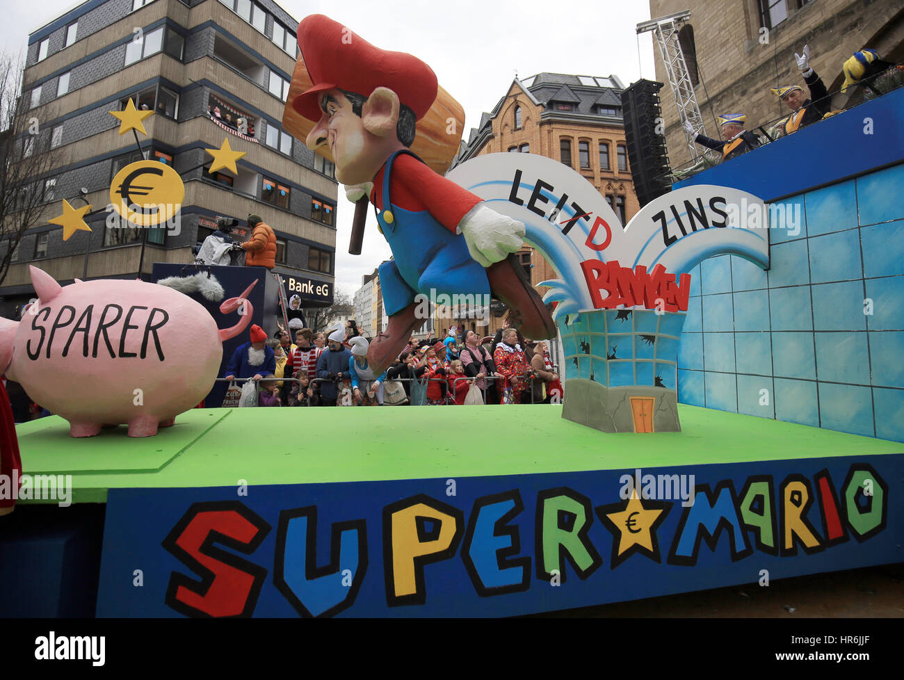 Cologne, Germany. 27th Feb, 2017. A topical float on the European ...