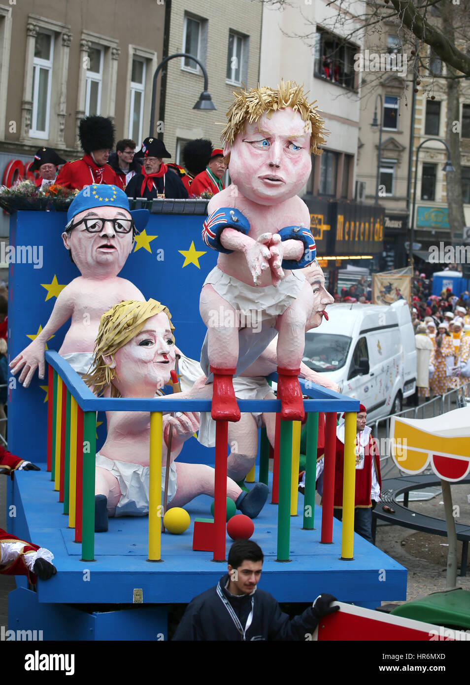 Cologne, Germany. 27th Feb, 2017. The topical float 'Brexit' with ...