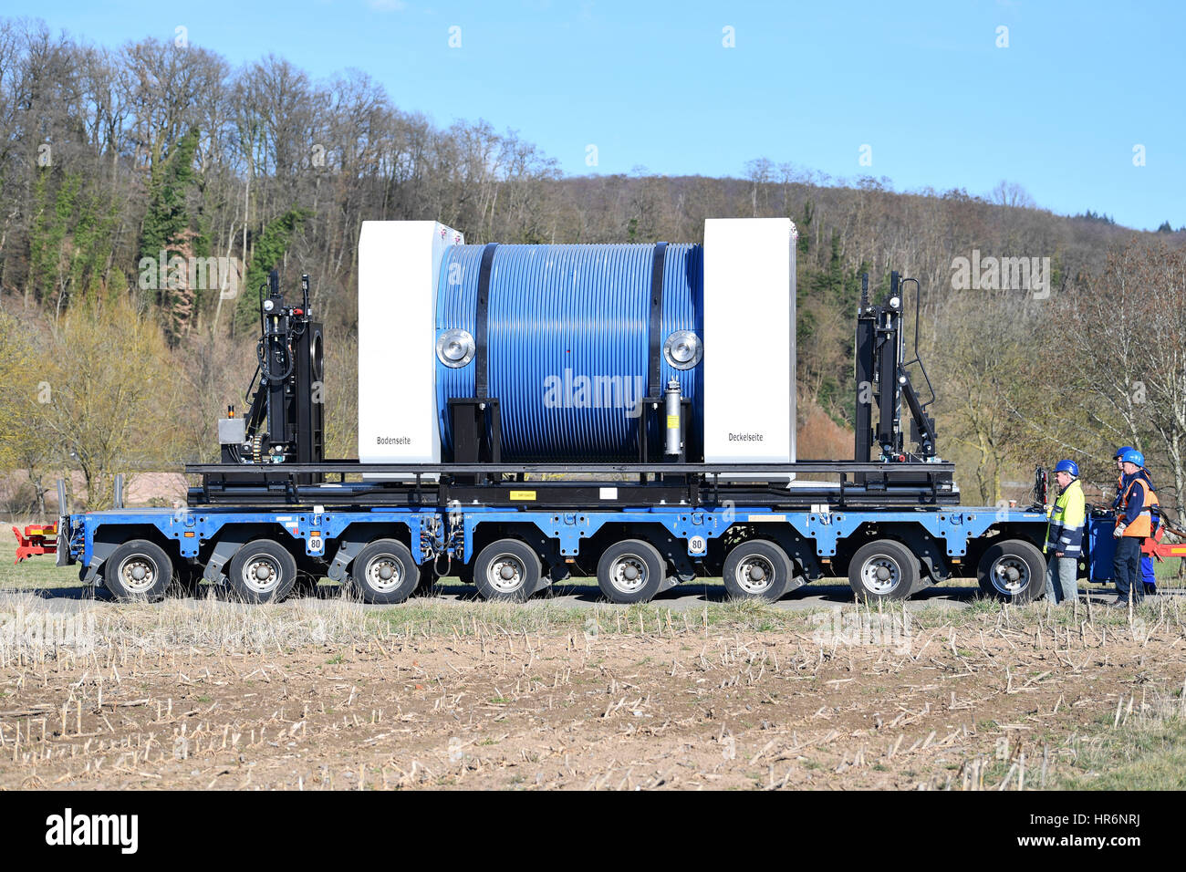 Obrigheim, Germany. 27th Feb, 2017. A Castor container is being ...