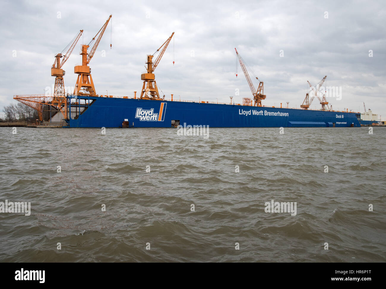 The large docking station of the Lloyd shipyard in Bremerhaven, Germany ...