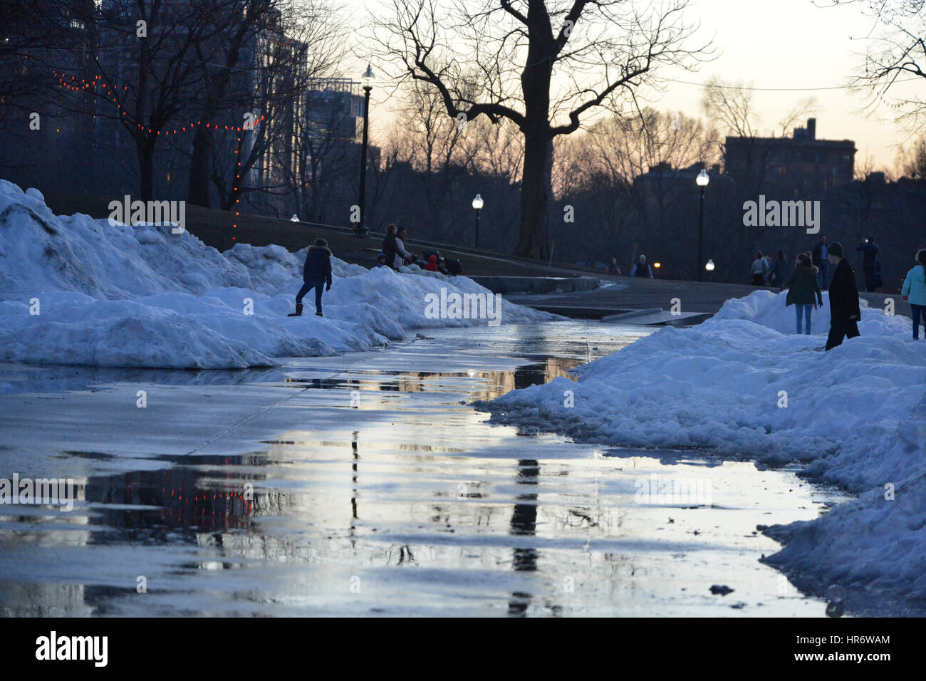 Clinton, Massachusetts, USA. 23rd Feb, 2017. Ice fishermen set up their ...