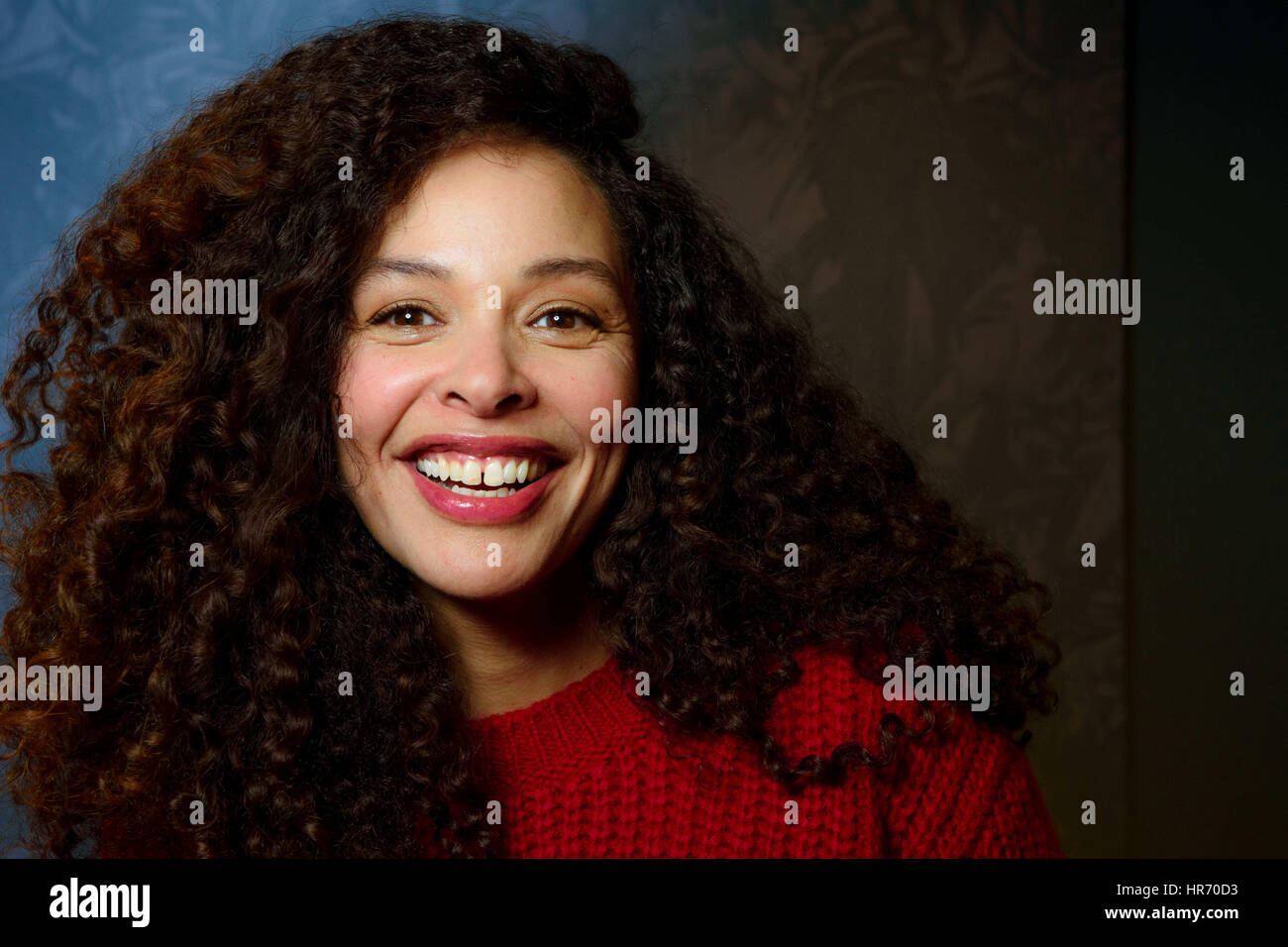 Berlin, Germany. 15th Feb, 2017. The singer Joy Denalane looking in the ...