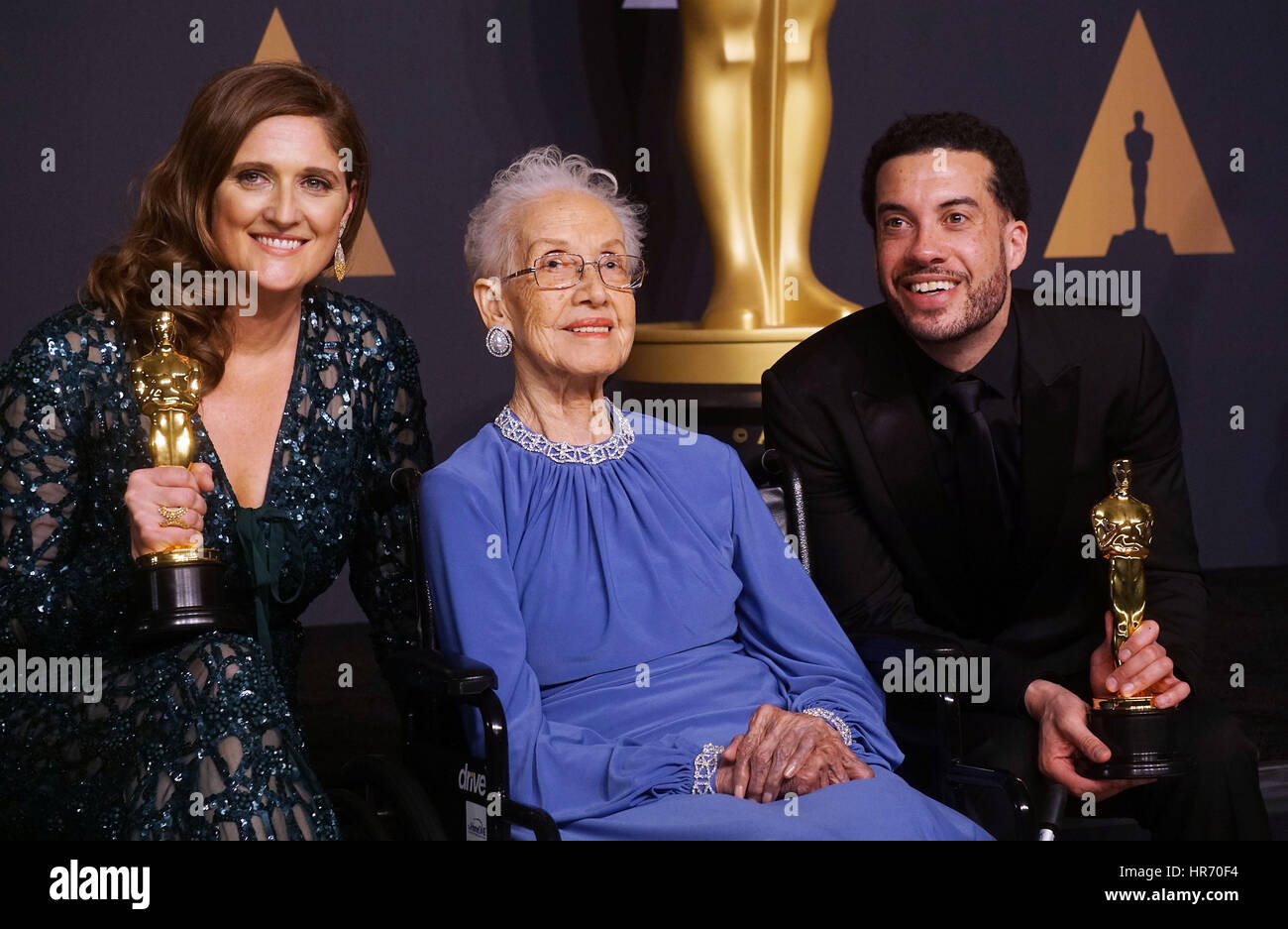 Caroline Waterlow (L) and director-producer Ezra Edelman (R), winners ...
