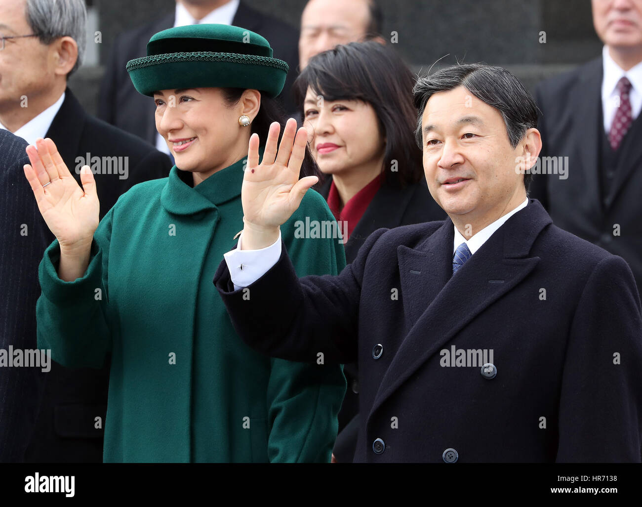 Tokyo, Japan. 28th Feb, 2017. Japanese Crown Prince Naruhito (R) and ...