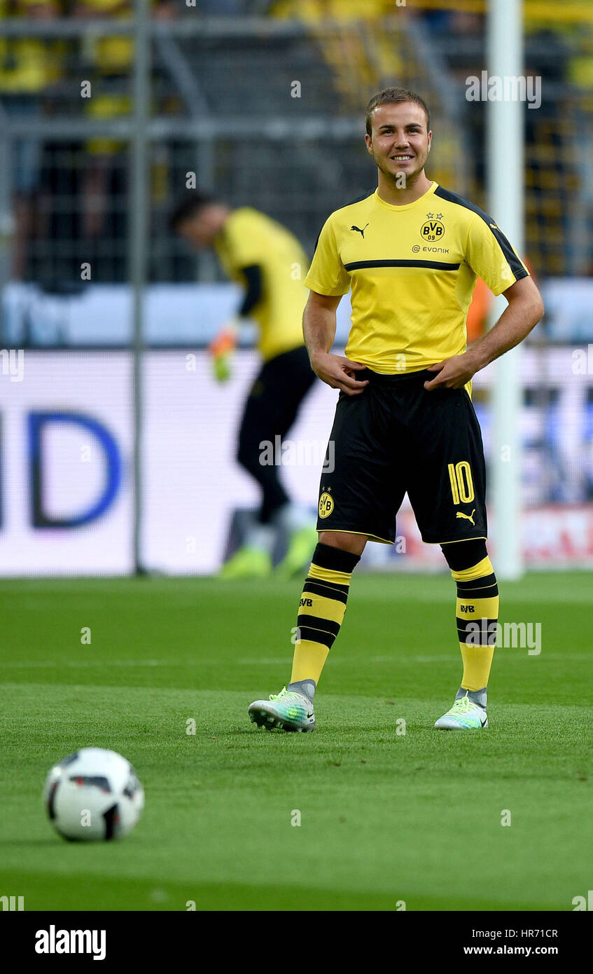 Dortmund, Germany. 14th Aug, 2016. Dortmund's Mario Goetze on the field ...