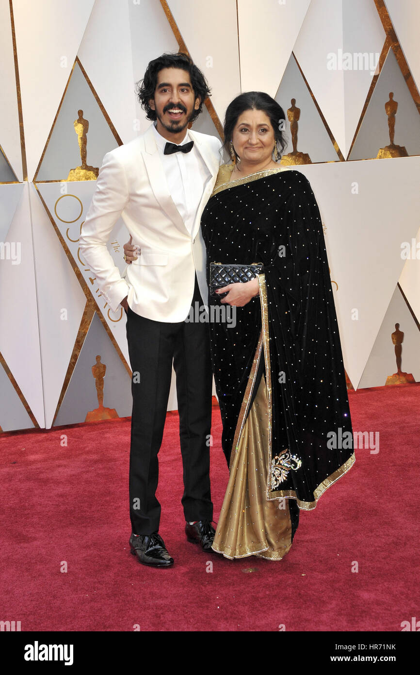 Hollywood, California. 26th Feb, 2017. Dev Patel and his mother Anita ...