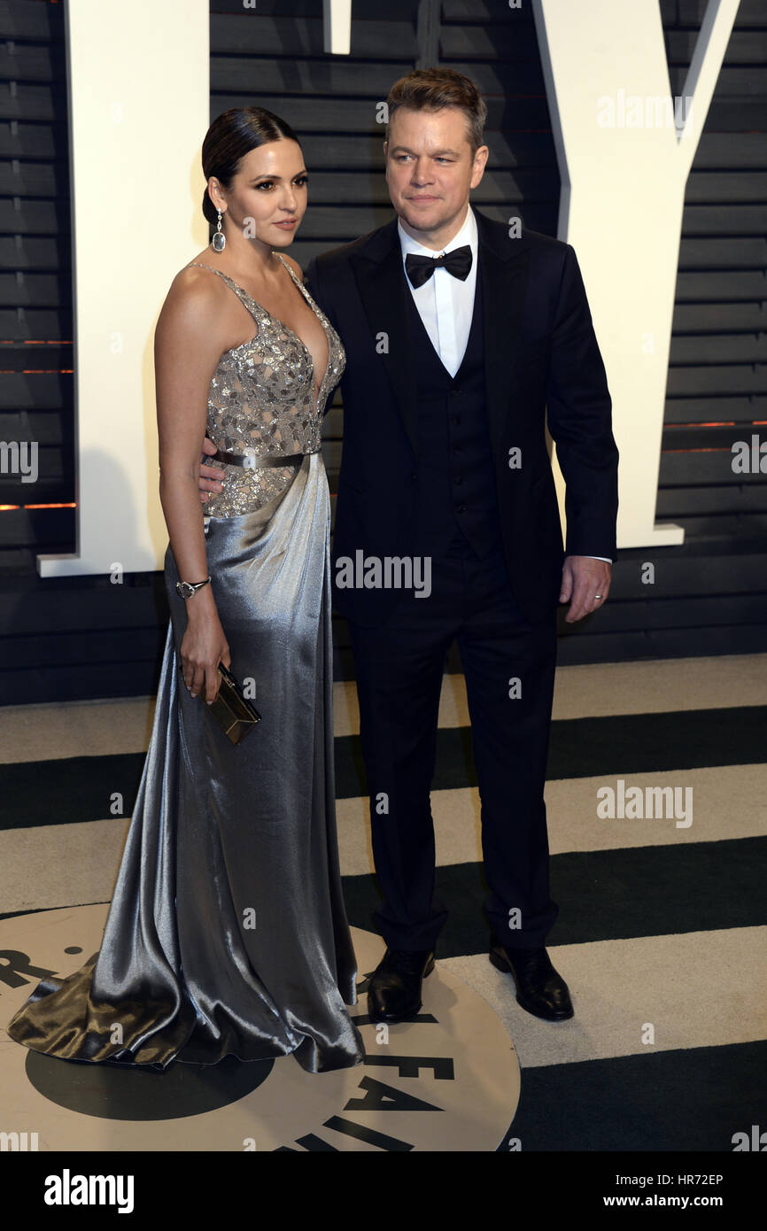 Beverly Hills, California. 26th Feb, 2017. Matt Damon and his wife ...