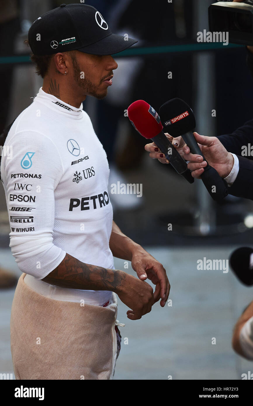 Barcelona, Spanien. 27th Feb, 2017. Lewis Hamilton (Mercedes Petronas ...