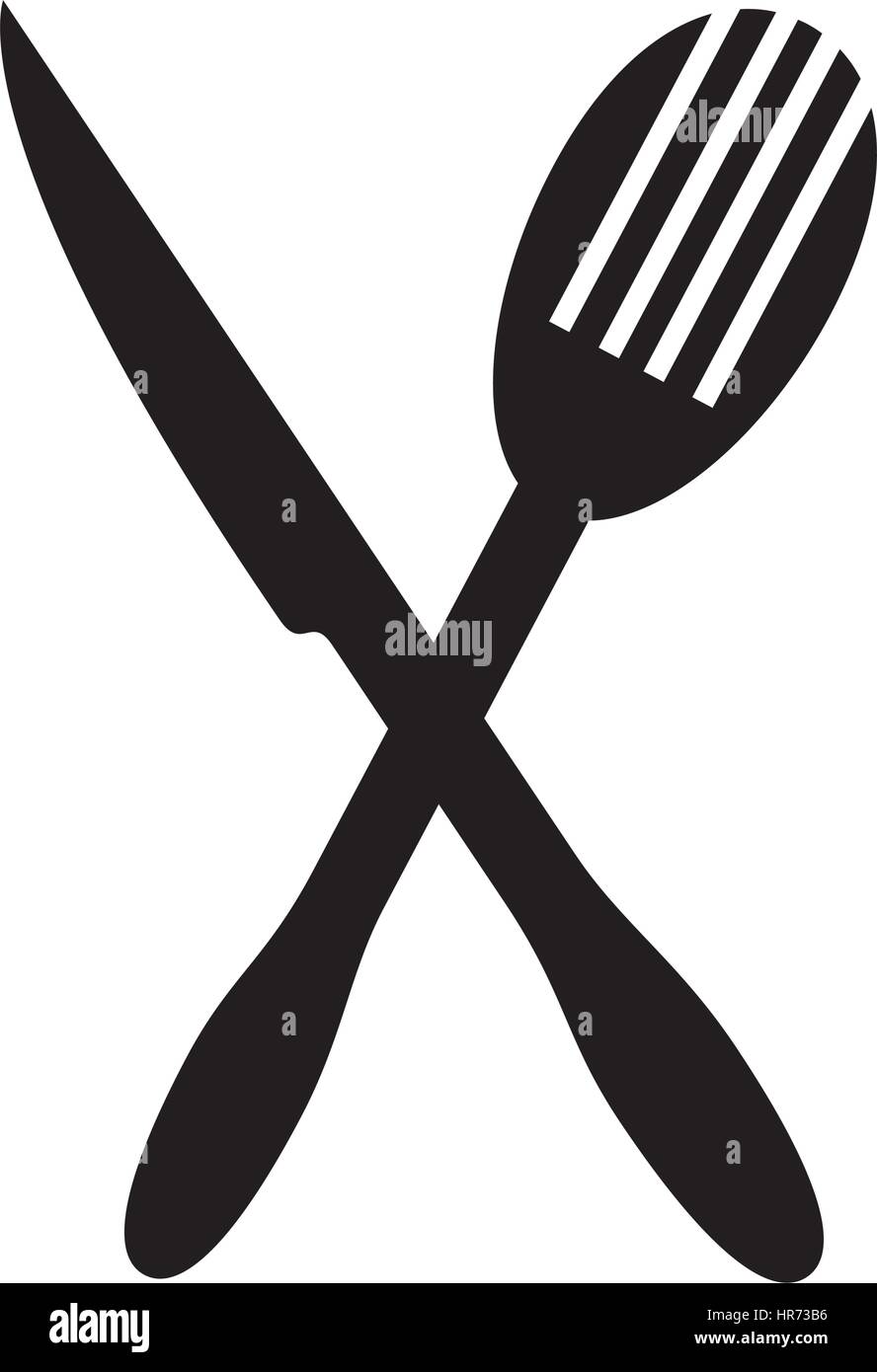 monochrome silhouette with knife and fry fork Stock Vector Image & Art ...