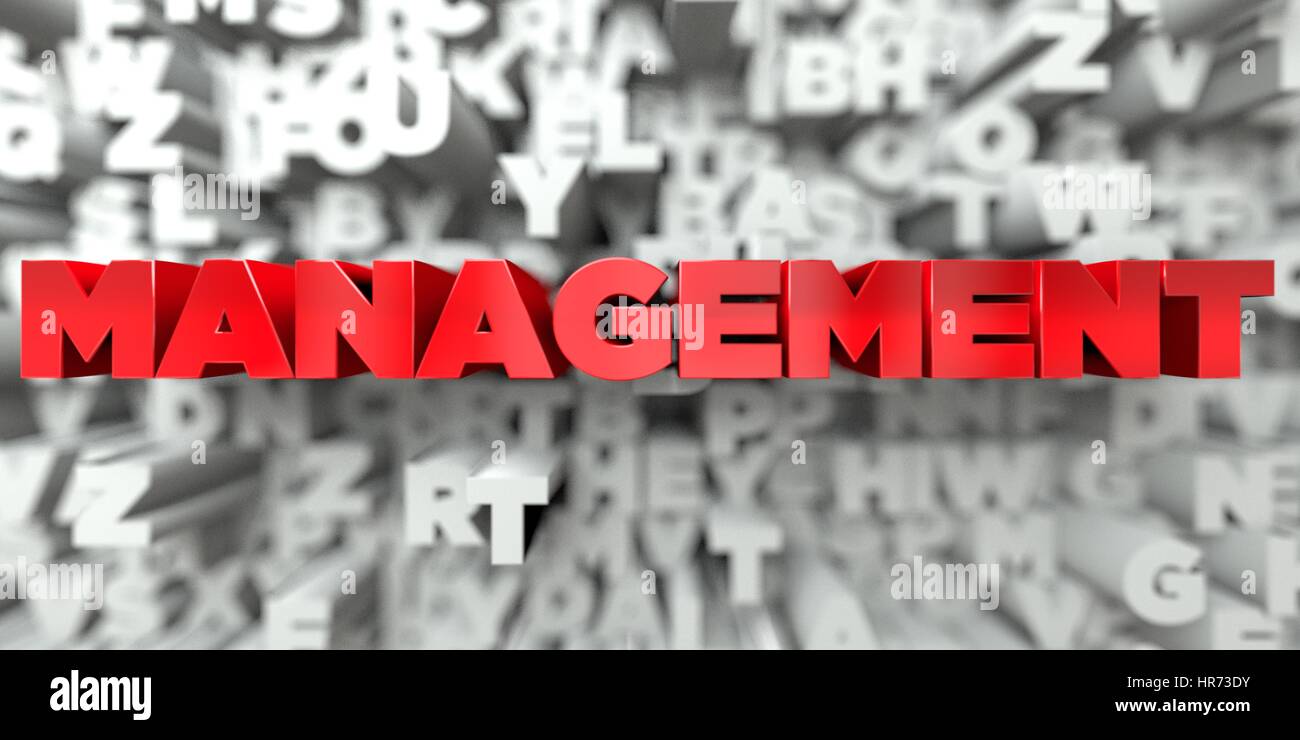 MANAGEMENT - Red text on typography background - 3D rendered royalty ...