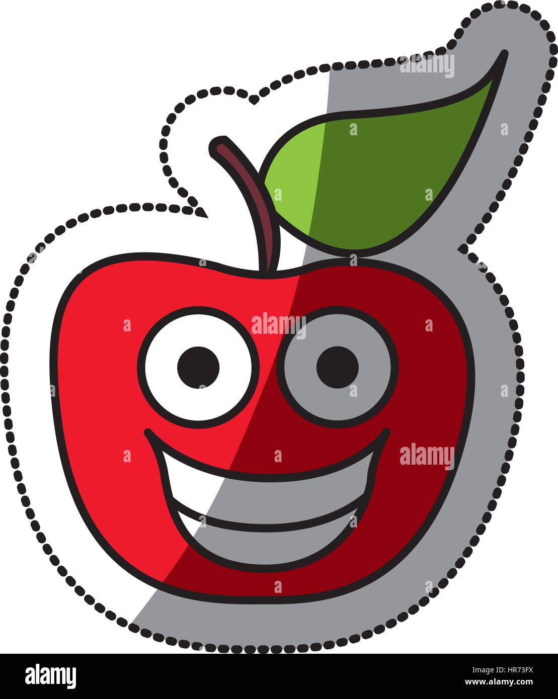 colorful red kawaii fruit apple happy icon Stock Vector Image & Art - Alamy