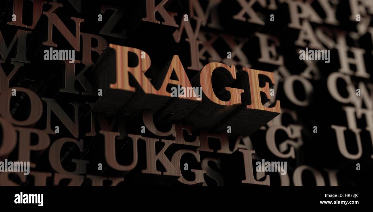 Rage - Wooden 3D rendered letters/message. Can be used for an online ...
