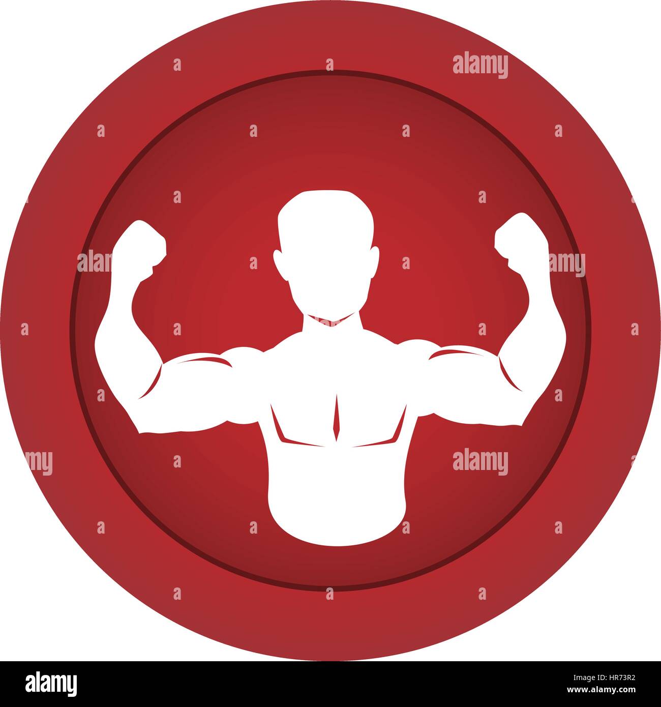 red circular border silhouette half body muscle man Stock Vector Image ...