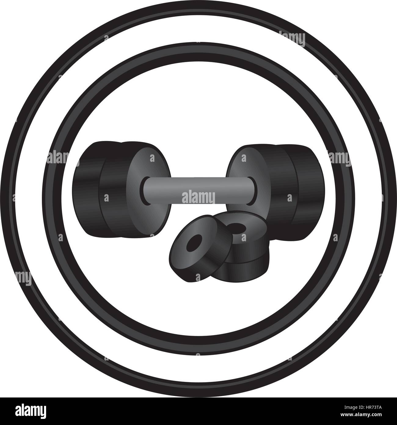 circular frame with realistic silhouette set dumbbell with weight discs ...
