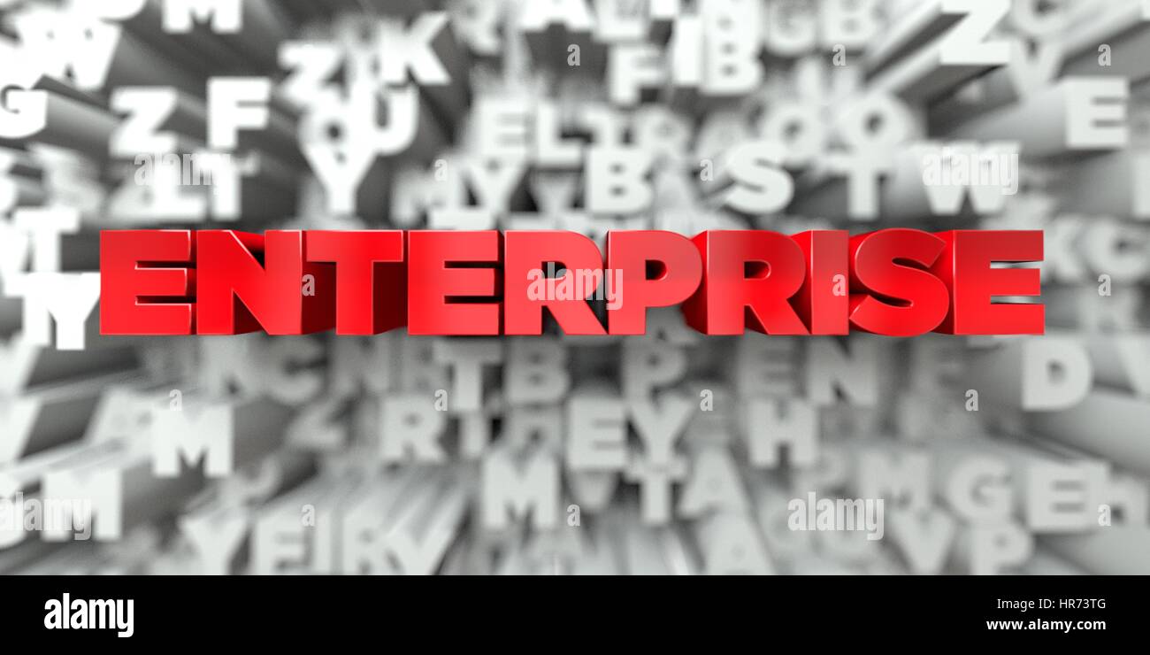 ENTERPRISE - Red text on typography background - 3D rendered royalty ...