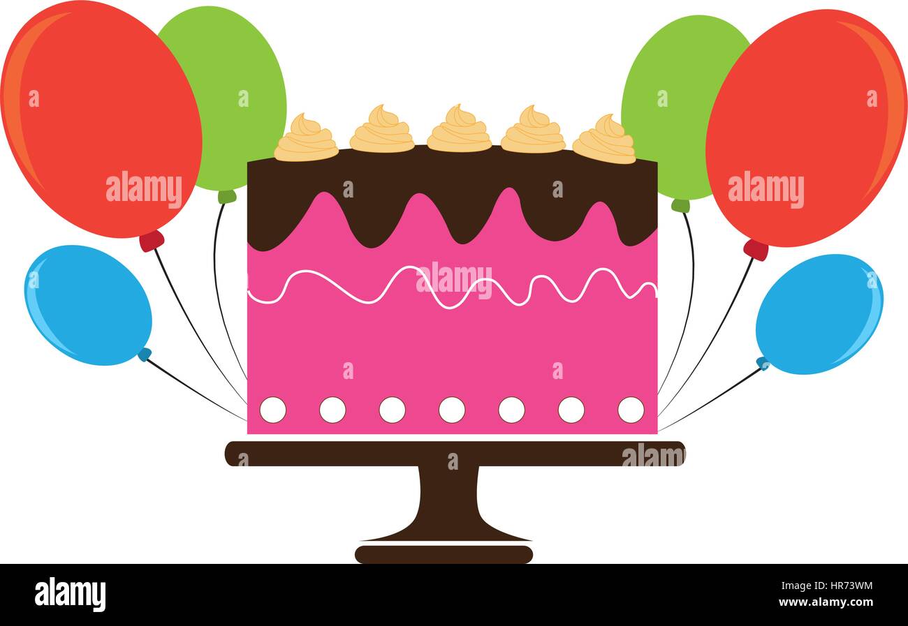 colorful cake and balloons party birthday Stock Vector Image & Art - Alamy