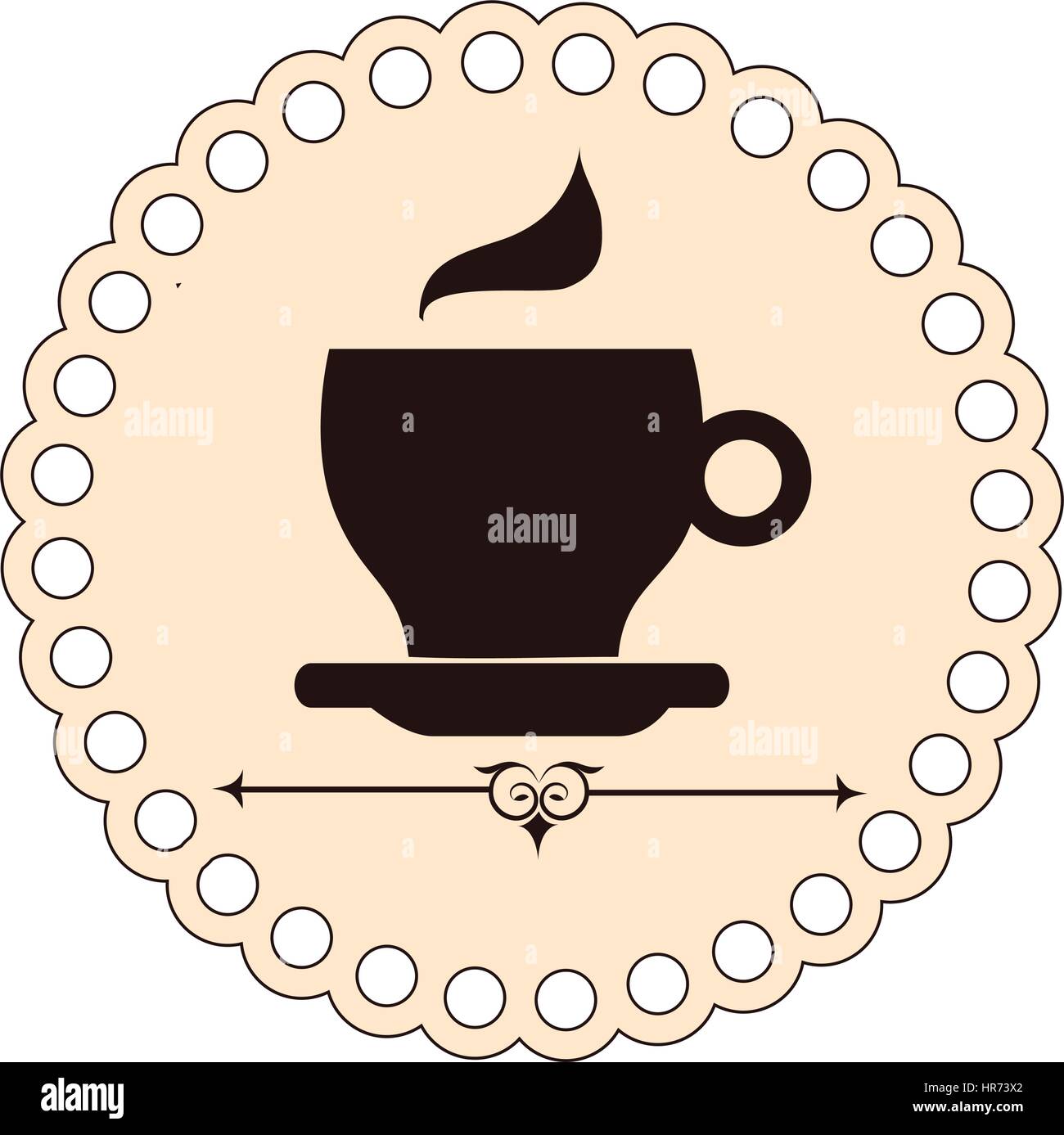 elegant border with brown silhouette coffee cup Stock Vector Image ...