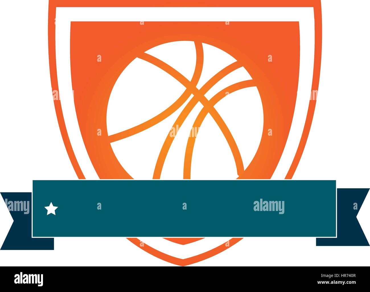 silhouette color shield with basketball ball and ribbon Stock Vector ...