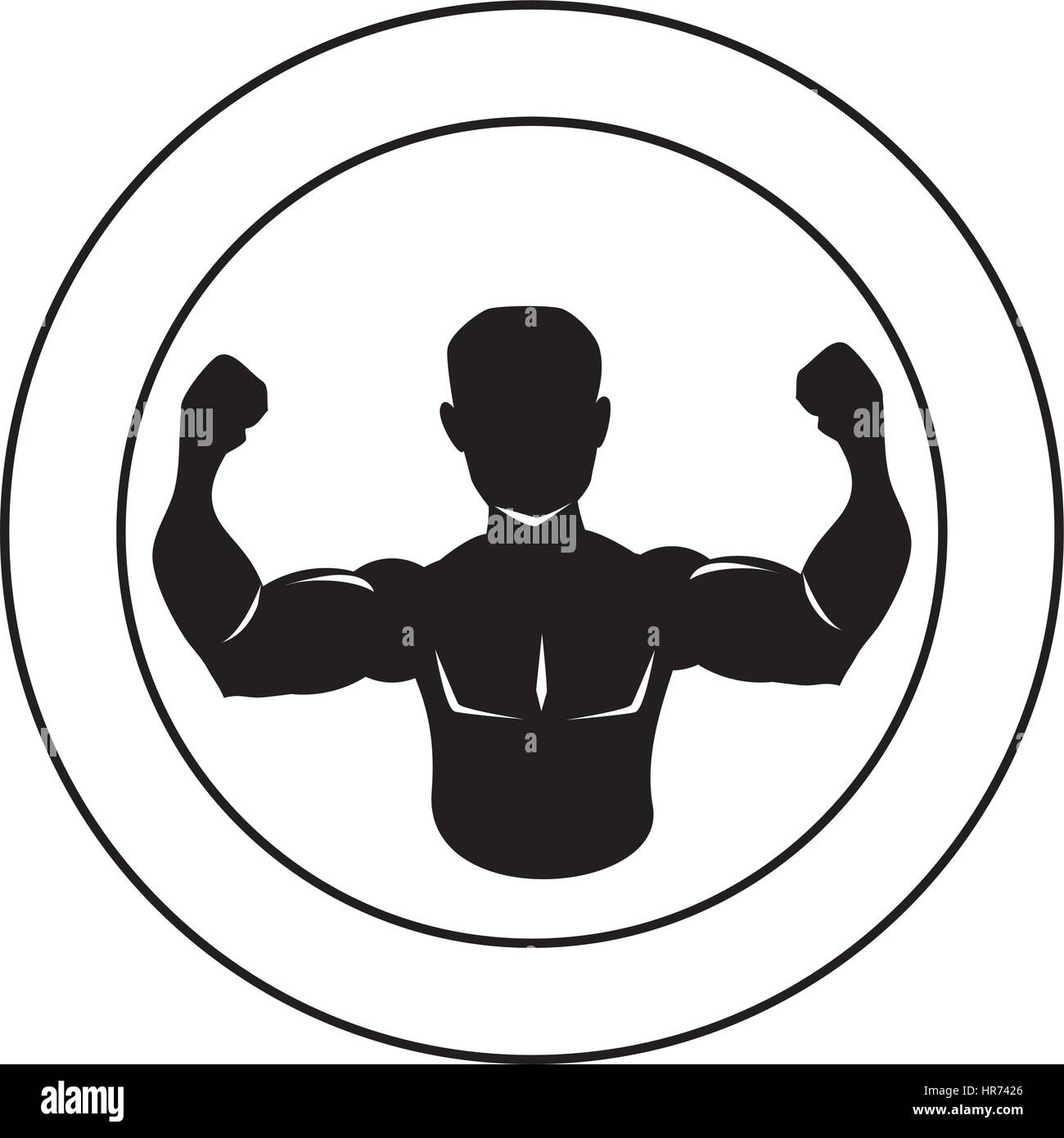 circular border silhouette half body muscle man Stock Vector Image ...