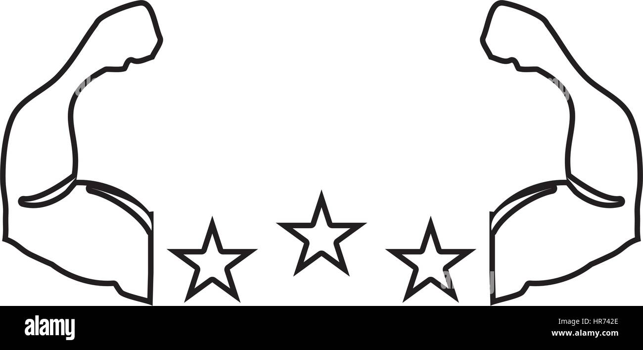contour muscular arms with stars shape Stock Vector Image & Art - Alamy